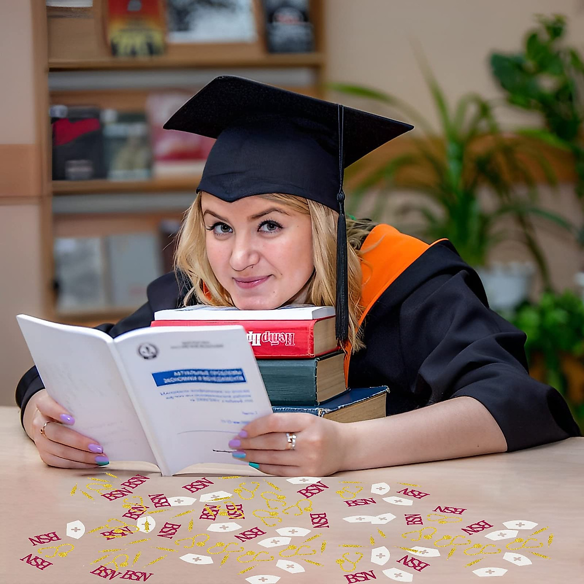 Labakita BSN Confetti for Tables, 100 Pcs Glitter Nurse Confetti for Table, Medical School Nursing Party Confetti, Nurse/RN Graduation Decorations