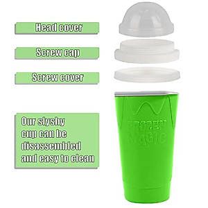Ragnify Slushy Cup Slushie Maker Ice Cup Silica Cup Pinch Cup Summer Cooler Smoothies Cup Double Layer Squeeze Cup Slush Maker Cup Home DIY Smoothie Cup for Children and Adult (Green)