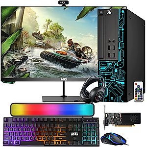 TechMagnet Gaming PC Desktop, Intel Core i7, Siwa 8, GT 1030 4GB DDR4, 16GB RAM, 512GB SSD + 4TB HDD, 27 Inch 165Hz LED Gaming Monitor, RGB Kit, Wi-Fi, Win 11 Home (Renewed)
