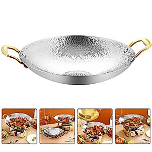 Stainless Steel Cookware Pan with Handle 9inch Non Stick Stir Fry Pans Stockpots Korean Ramen Pot for Gas Induction Or Electric Stove Golden Non Stick Frying Pan