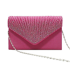 Emily Bridal Crystal Satin Abendtasche für Frauen (Fuchsia)