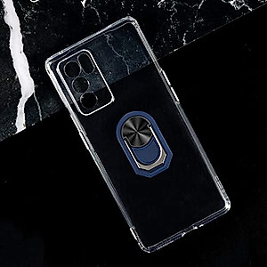 for Oppo Reno 6 Pro 5G Ultra Thin Phone Case + Ring Holder Kickstand Bracket, Gel Pudding Soft Silicone Phone 6.55 inches (BlueRing-T)