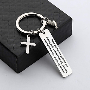 Gzrlyf Confirmation Sponsor Keychain Thank You Confirmation Gifts for Sponsors Godfather Godmother (Keychain)