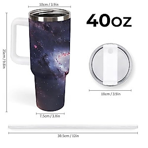 Night Galaxy Outer-Space Tumbler with Handle Travel Mug Water Bottle Tea Coffee Cup White-style