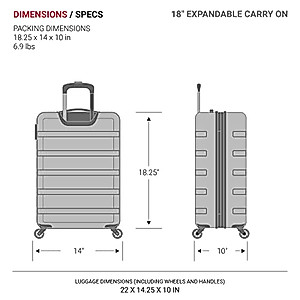 SwissGear 7366 Hardside Expandable Luggage with Spinner Wheels, White, Carry-On 19-Inch