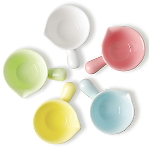 Keponbee Small Sauce Bowls 2 OZ Cute Dip Bowls Set of 5 with Handle Colorful Ceramic Creamer Cup Mini - Mixed 5 Color