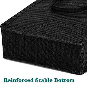 DEAYOU 8 Pack Jute Burlap Tote Bag, Burlap Gift Bag with Handle, Jute Beach Tote Laminated Interior, Reusable Lined Grocery Shopping Bag for Bridesmaid, DIY, Wedding,9.8''x11.8''x3.9'', Black