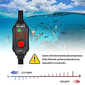 Woliver Aquarium Heater,25W/50W/100W Small Submersible Heater with External LED Digital Temp Controller Suit for Marine Saltwater and Freshwater Turtle Fish Tank Heater