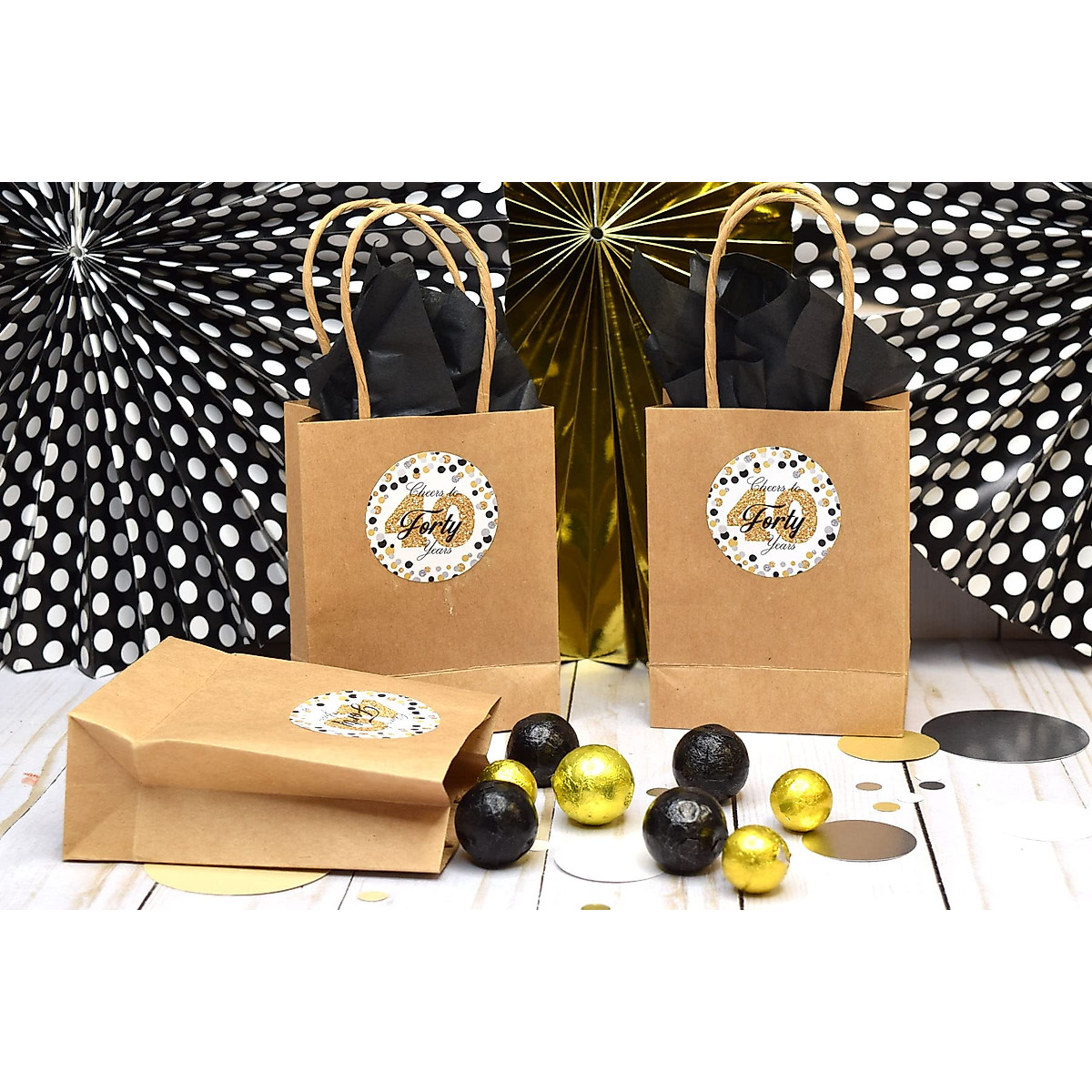 Cheers to 40 Years Party Sticker Labels, 40 2" Party Circle Stickers by AmandaCreation, Great for Party Favors, Envelope Seals & Goodie Bags