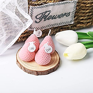 BoKin Strawberry Candles, 4Pcs Strawberry Shaped Scented Candles (2.11oz), Fruit Aroma Soy Wax Decorative Candle for Stress Relief Aromatherapy Home Decoration Mood-Boosting Bath Yoga (Pink)