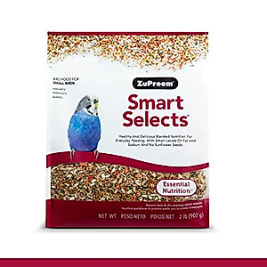 ZuPreem Smart Selects Bird Food for Small Birds, 2 lb - Everyday Feeding for Parakeets, Budgies, Parrotlets