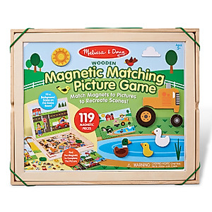 Melissa & Doug Wooden Magnetic Matching Picture Game With 119 Magnets and Scene Cards