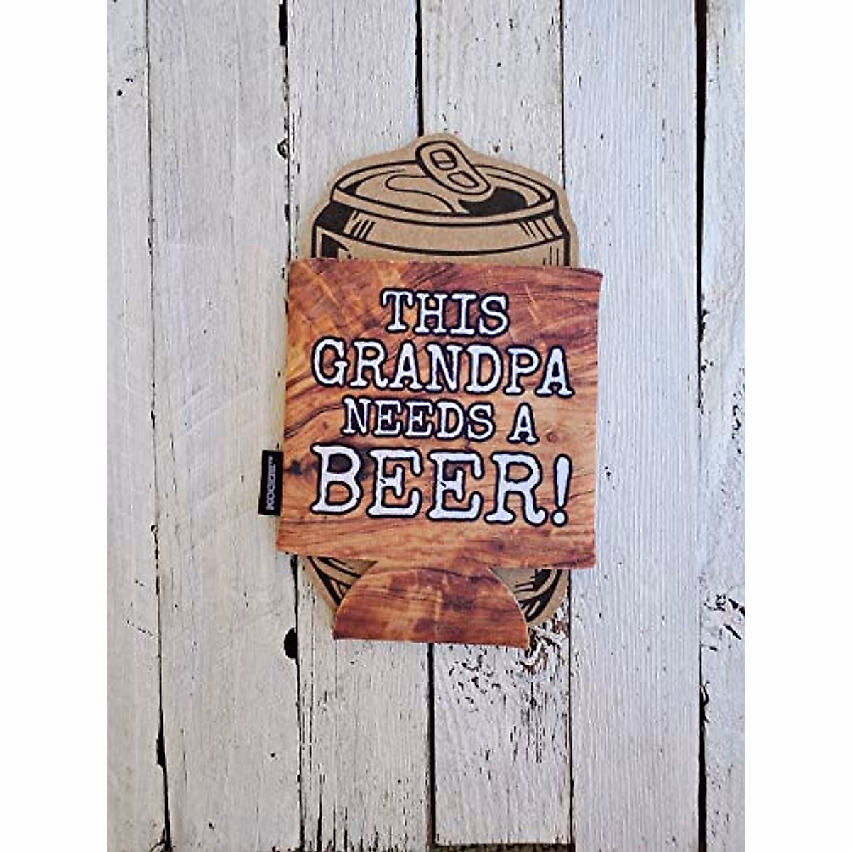 Grandpa Needs a Beer Funny Christmas Gift for Dad Husband Uncle Can Cooler Coozie Fathers Day Party Favor Game Night Beverage Insulator Cozy Papa Wood Grain