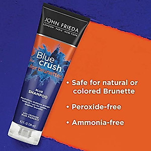 John Frieda Blue Crush Blue Shampoo for Brunettes, Crush Brassy Hair Tones for Brunettes, 8.3 oz (2 Pack)