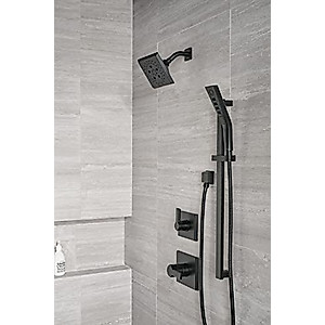 Delta Faucet Pivotal 3-Setting Matte Black Shower System Including Black Shower Head, Slide Bar Handheld Shower, Shower Handle, Shower Diverter and Shower Valve Kit, Delta Shower Trim Kit, Matte Black