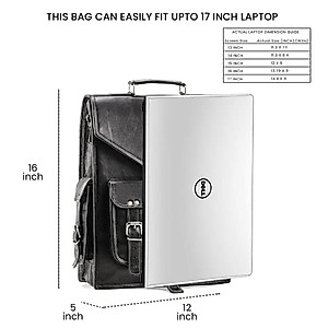 Handmade World Black Vintage Leather Backpack Laptop Messenger Bag Rucksack Sling for Men and Women (12" x 16")