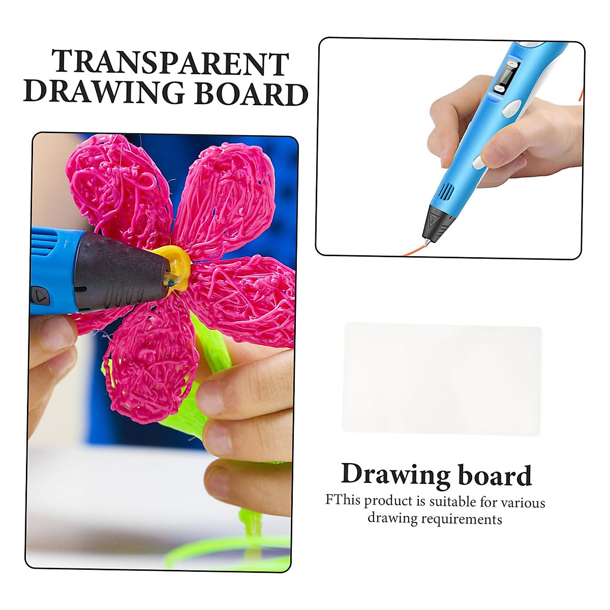 CHILDWEET 10pcs Board 3 Mat 3 Stencils 3D Doodler Pen Mat Transparent Drawing Board 3D Pen Mat 3D Printer Pen Mat Three-Dimensional Child PVC White Graffiti Pen