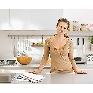 Aunti Em's Kitchen Dish Towels Set (13 Pack) for Kitchen Decor Super Absorbent 100% Natural Cotton Zero-Lint - 25.5 x 15.5 Inch (13-Pack Red, Green & Blue Stripes)