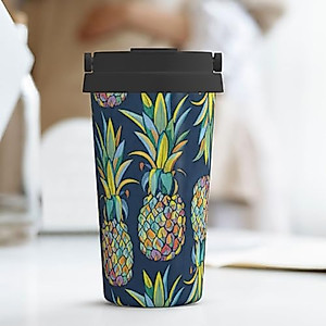WANGXUEE Tropical Fruit Pineapple Print 500ml Stainless Steel Travel Tumbler Double Wall Vacuum Insulated Coffee Mug