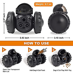 Dog Treat Toy for Small Dogs, CAISATEQ Interactive Pet Food Dispenser Puzzle Toys Treat Dispensing Cat Slow Feeder Toy for Small Puppies, Medium Dogs and Indoor Cats - Turquoise (Black)