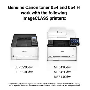 Canon Genuine Toner, Cartridge 054 Black, High Capacity (3028C001) 1 Pack, for Canon Color imageCLASS MF641Cdw, MF642Cdw, MF644Cdw, LBP622Cdw Laser Printer, Black High Capacity