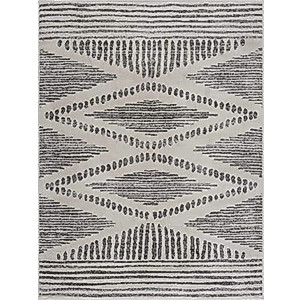 Hauteloom Tigris Nikea Geometric Southwestern Farmhouse Entryway, Kitchen Runner Rug - Long Carpet - Vintage Distressed - Boho Aztec Tribal Pattern - Ivory, Beige, Gray - 2'7" x 12'