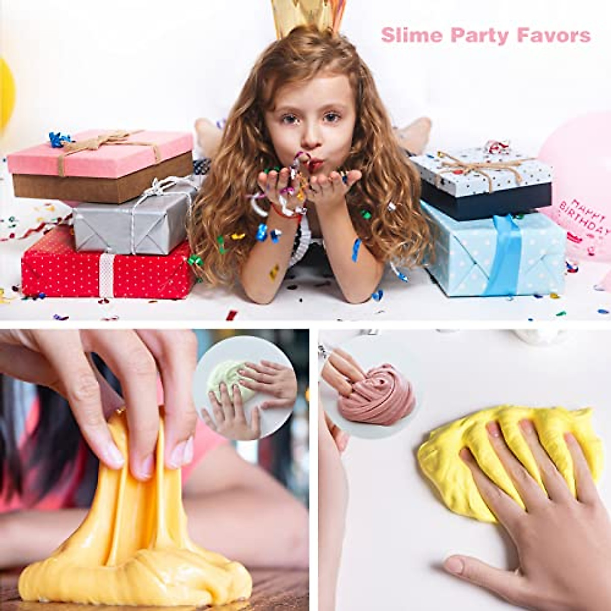 54 Pack Mini Butter Slime Kit for Girls Boys, Scented Fruit Party Favors, Soft and Non-Sticky, Stress Relief Putty Toys Kids，Educational
