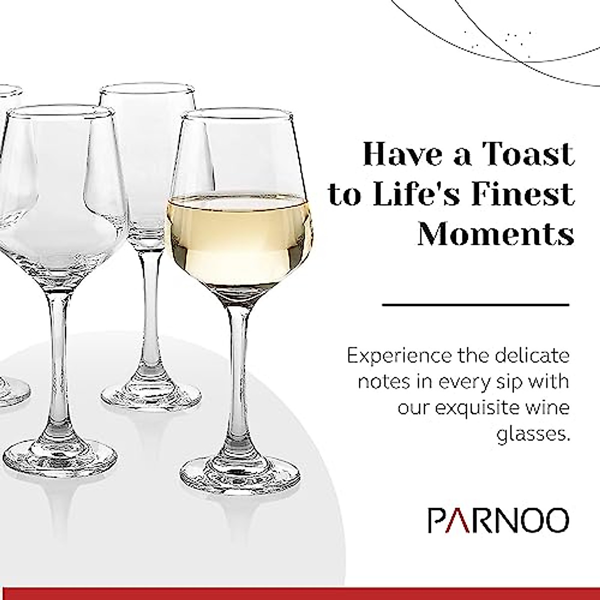 White and Red Wine Glasses - Premium Classic 10 oz Wine Glasses Set for Hosting Various Parties & Occasions - Dishwasher-Friendly Clear Stemmed Wine Glasses - PARNOO White & Red Wine Glasses Set of 6