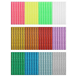 72PCS Glitter Hot Glue Sticks - 0.4x3.9" Gartful Colored sprinkle Hot Melt Glue Sticks, Full Size, Adhesive Sticks for DIY Handmade, Art & Craftwork, General Repair, Gluing Project, 12 Colors