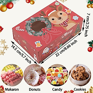 SAITI 24 PCS Christmas Cookie Boxes Bakery Christmas Treat Boxes Christmas Cookie Tins with Lids Christmas Cookie Gift Baking Box for Gift Giving Holiday Party Food Packaging Containers