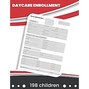 DAYCARE ENROLLMENT: Childcare Center FORMS/ Intake form for daycare, Perfect for Preschool, In Home, Child Care Business , 198 children. Registration Form.