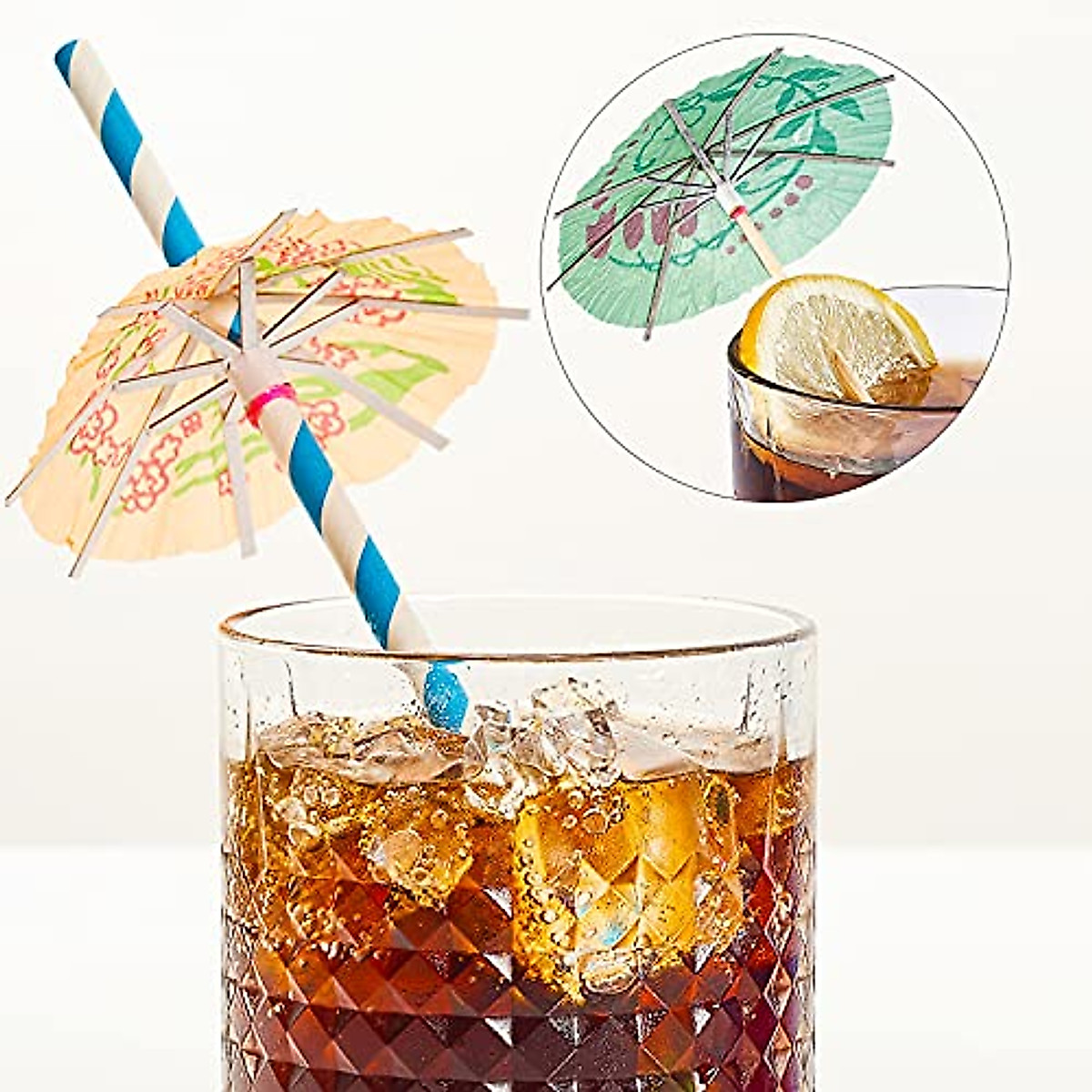 PartyWoo Paper Straws, 60 pcs Straws Drinking and Cocktail Picks Umbrellas, Drink Straws, Cocktail Straws for Luau Birthday Party Decorations, Summer Party, Hawaiian Party, Tropical Party Supplies