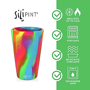 Silipint 2-Pack, Hippie Hops - Silicone Cup Drinkware, BPA-Free, Unbreakable, Microwave Safe, Shatter-Proof - for Any Drink Use, Traveling, Camping, Hiking, Hanging Out, Small or Large Parties