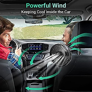 Qidoe Car Fan, Electric Auto Cooling Fans for Backseat, Headrest Cooling Air Circulator Fan for Car 360 Degree Rotatable Stepless Speed Car Rear Seat Air Fan USB Plug for 12V/24V Car/Vehicle/Boat