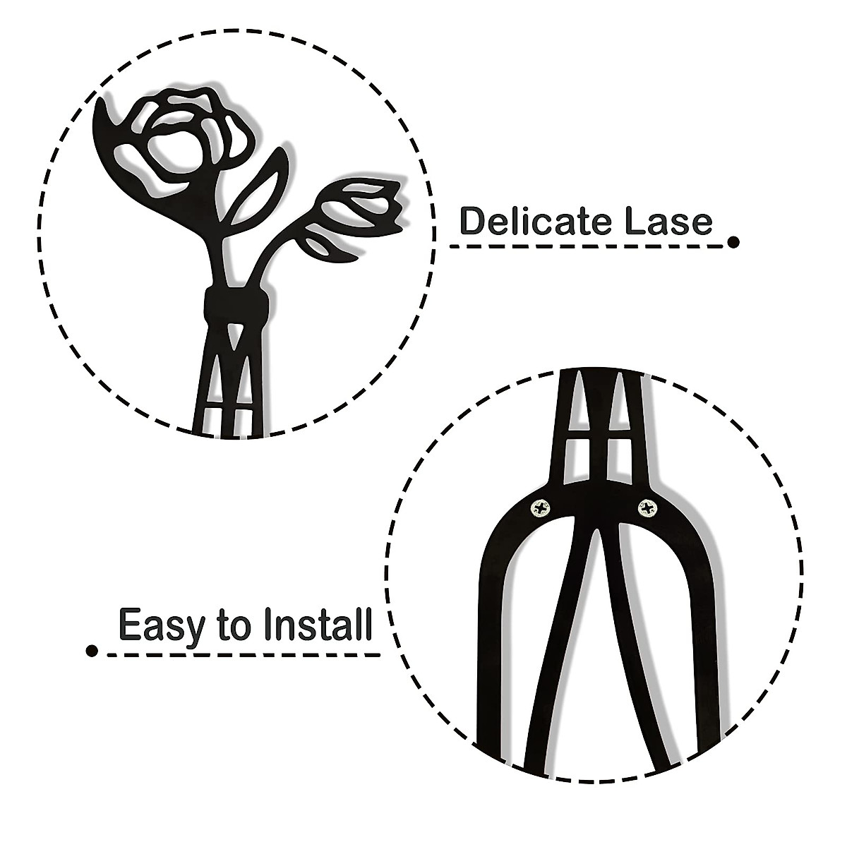 TENGZHEN Set of 3 Metal Vase Flowers Wall Art Metal Flower Wall Art Wall Decor Hanging Iron Wall Sculptures Hanging for Home Bedroom Bathroom Kitchen Garden Outdoor and Indoor Housewarming Gift(Black)