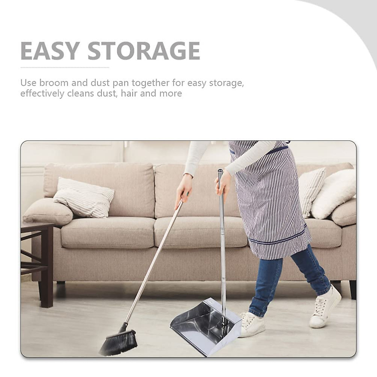 ULTECHNOVO 1 Set Garbage Shovel Cleaning Scraper Long Handle Broom Floor Sweeping Broom Long Handle Dust Pan Broom and Dust Pan Ladlebroom Home Stainless Steel Office Dustpan Indoor