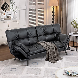 Hcore Convertible Couch Bed,Memory Foam Futon Sleeper Sofa Sofabed, Matte Black