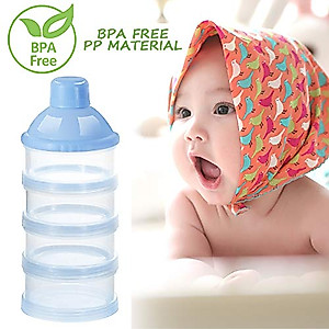 Accmor Baby Formula Dispenser, 4 Layers Stackable Formula Container, Milk Powder Formula Dispenser On The Go, Baby Feeding Travel Storage Container, BPA Free, Blue, 2 Pack