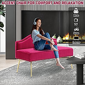 Pvillez 46.5" Velvet Loveseat Sofa, Modern Small Loveseat 2 Seat Sofa Couch for Living Room, Upholstered Tufted Loveseat w/Gold Metal Legs and Curved Backrest, Loveseat for Small Spaces, Bedroom