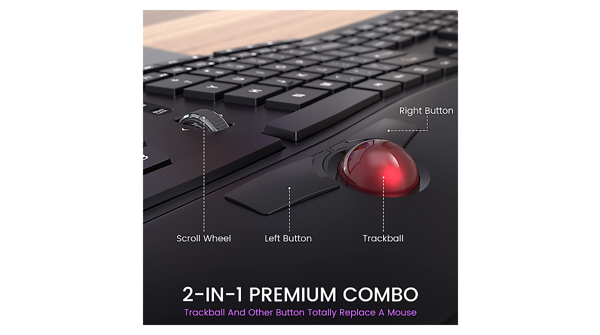 Ergonomic Keyboard & Trackball Combo - Ultimate Comfort