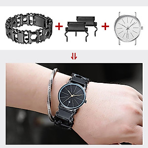 Ozzagar Watch Adapter Compatible with LEATHERMAN TREAD Multitool Bracelet Compatible with 20 mm Lug Width Watch, Made of Precision Machined Stainless Steel (20mm, Black)