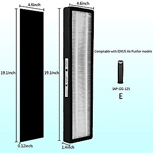 Lhari True HEPA Replacement Filter E Size, Compatible with Idylis IAP-GG-125, FIL-GG-125 and Germguardian AC5000 Series FLT5000 Filter C, Pack of 2