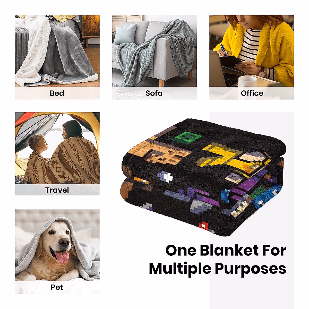 Ultra-Soft Warm Cozy Fleece Throw Blanket, Smooth Fuzzy Flannel Plush Blankets for Bed Sofa Home Decor Gift 50"x40"