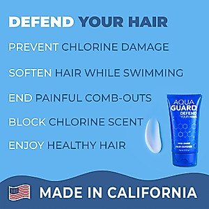 AquaGuard Pre-Swim Hair Defense | Prevents Chlorine Damage + Softens Hair | Made in California | Color Safe, Great Scent | 5.3 oz (2 Pack)