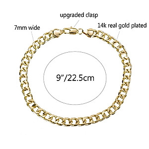 kelistom Gold Cuban Link Anklet Bracelet for Women Men, 7mm Wide 14K Gold / 18K Gold/White Gold Plated Diamond Cut Curb Chain Ankle Bracelets for Women Men 9 10 11 inches
