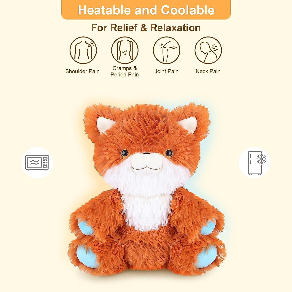 SuzziPals Microwavable Stuffed Animals Fox Plushies, Stuffed Fox Heating Pads, Anxiety & Stress Relief, Warming Cuddly Companion Fox Stuffed Animal, Fox Toys Gifts for Kids Adults