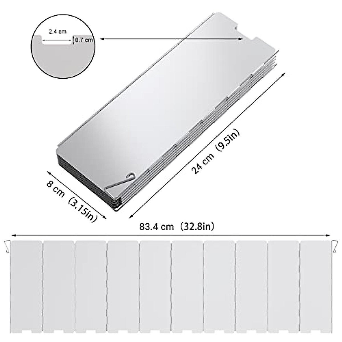 Camping Stove Windscreen, Ohuhu Camp Stove Windscreen 10 Plates Aluminum Folding Portable Camping Stove Windshield Burner Stove with Carry Bag, for Camping Picnic, Backpacking, Cooking