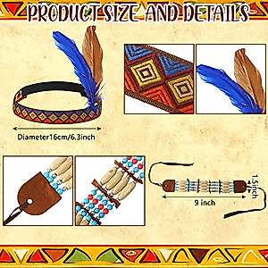 Boyiee 4 Pcs Mardi Gras Girl Native American Costume Set Indian Native Princess Costume for Carnival Halloween Cosplay Party (L)