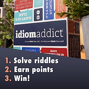 Idiom Addict, Decipher The Gibberish Phrase, 2400 Funny Brain Teasers, Large Group Party Game for 4+ Players