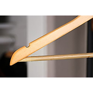 Wooden Hangers 20 Pack- Extras Included- 5 Shoulder Shapers - 2 Bag or Scarf Hangers- 3 Hanger Options in 1 Box- Non-Slip Pants Bar, Rotating Hook, Rounded Notches- Great Suit Hangers- 27 Total Pieces